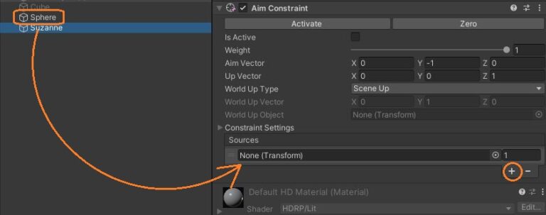 【Unity】Aimコンストレイントで常に特定のゲームオブジェクトの方を向かせる – Unityの使い方｜初心者からわかりやすく